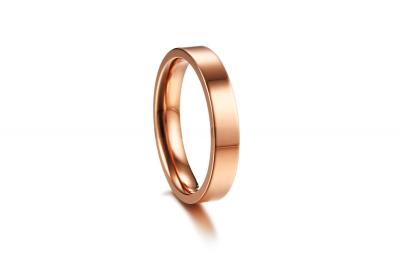 Cina Anelli piatti in acciaio inossidabile per donna argento / oro rosa / dorato lucidato impilabile 4 mm in vendita