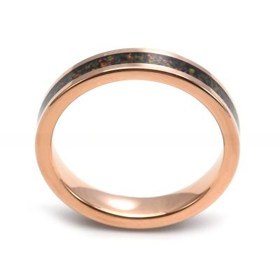 Cina Anello in tungsteno colorato opale da 4 mm, placcato oro rosa, intarsio opale blu verde, anello di fidanzamento e matrimonio per gioielli da donna unisex in vendita