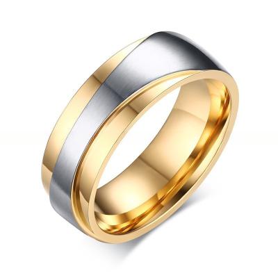 Cina Regalo Nubile CZ Anello di Nozze In Acciaio Inossidabile Set di Anello di Nozze In Oro Bianco Placcato 7mm in vendita