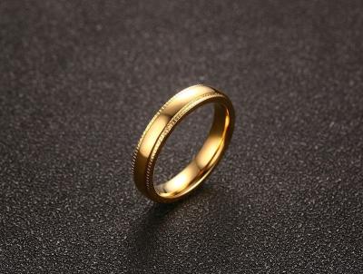 Cina Donne Uomini Oro Nozze Anelli in acciaio inossidabile 4mm Alto polacco Plain Gear Ruota passo bordi in vendita