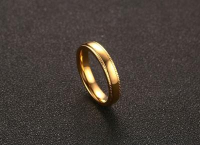 Cina Donne Uomini Oro Nozze Anelli in acciaio inossidabile 4mm Alto polacco Plain Gear Ruota passo bordi in vendita