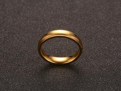 Cina Donne Uomini Oro Nozze Anelli in acciaio inossidabile 4mm Alto polacco Plain Gear Ruota passo bordi in vendita