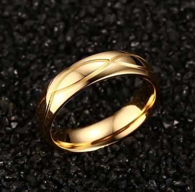 Cina Anelli di promessa in acciaio inossidabile CZ bianco riempito d'oro per coppie in vendita