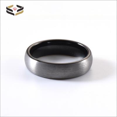 Cina Anelli nuziali in carburo di tungsteno spazzolato a cupola bicolore argento nero da 6 mm per uomo e donna, comodi, eleganti e resistenti in vendita