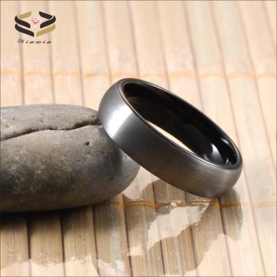 Cina Anelli nuziali in carburo di tungsteno spazzolato a cupola bicolore argento nero da 6 mm per uomo e donna, comodi, eleganti e resistenti in vendita