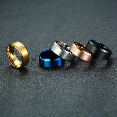 Cina Anelli in acciaio inossidabile per matrimonio, semplici, smussati, finitura opaca spazzolata, 8mm 6mm, per anniversario in vendita