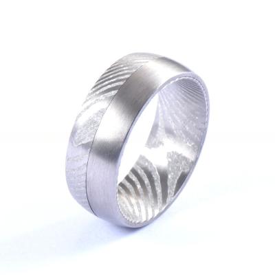중국 Men Fashion Jewelry 8mm Damascus Steel Ring Inlay Silver Tungsten Loop Wedding Band with Jewelry Main Material and Pearl Type Other 판매용
