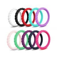 China 3mm Thin Braided Silicone Wedding Ring for Women - Stackable Design, Multiple Colors, 5-25 Day Production for sale