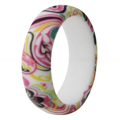 Cina Anelli in silicone da donna Paisley per fidanzamento, traspiranti, 5,7 mm, valutazione di terzi in vendita