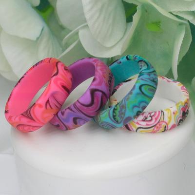 Cina Anelli in silicone da donna Paisley per fidanzamento, traspiranti, 5,7 mm, valutazione di terzi in vendita