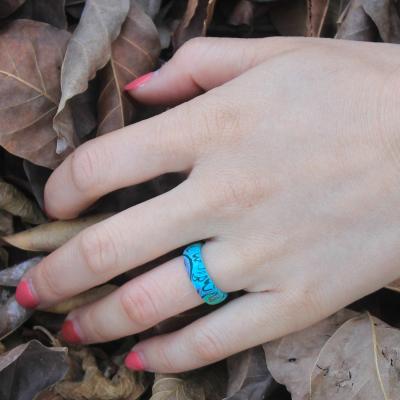 Cina Anelli in silicone da donna Paisley per fidanzamento, traspiranti, 5,7 mm, valutazione di terzi in vendita