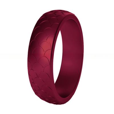 Cina Anello di nozze in silicone a scala di pesce Disegno di pietra sirena per il compleanno delle donne in vendita
