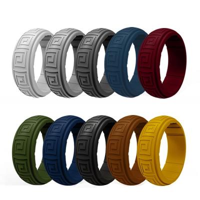 Cina Sport Uomo Anello di silicone Breathable Step Edge 8mm per fidanzamento di matrimonio in vendita