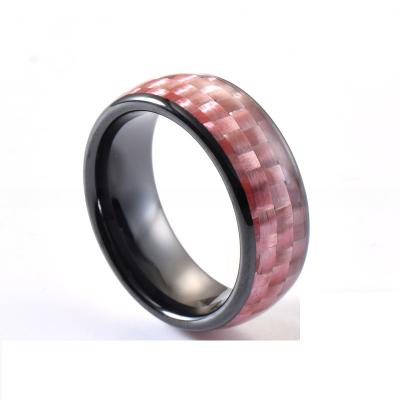 Cina 8mm Ceramica Nera Nera Con Infisso Di Fibra Di Carbonio Rosa E Invisibile in vendita