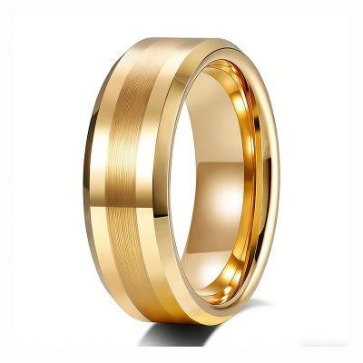 China Customized 8mm Gold Plated Brushed Tungsten Wedding Band for Men and Women for sale