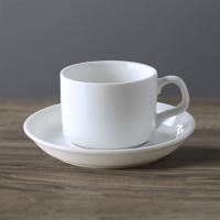 China Taza revestida blanca de la sublimación del café fijada con la cuchara y el plato/el platillo en venta