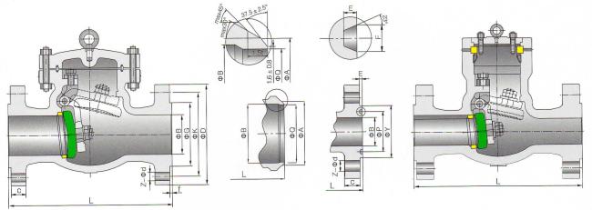 Swing Check Valve Dimensions Drawing 900LB
