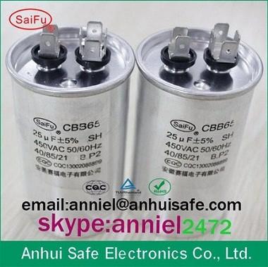China CBB65 ac motor running capacitor oil filling polypropylene film capacitor capacitance from 10uf to 120uf voltage 370VAC for sale