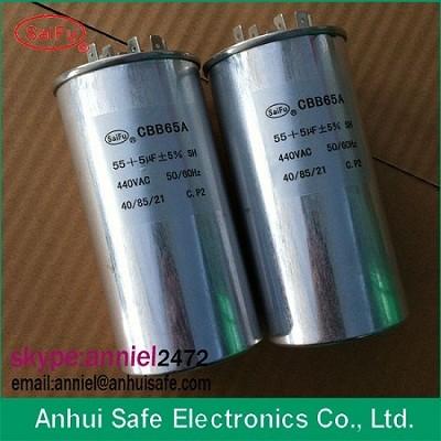 China polypropylene film capacitor anti-explosion aluminum case CBB65 50uf 60uf 450VAC for sale
