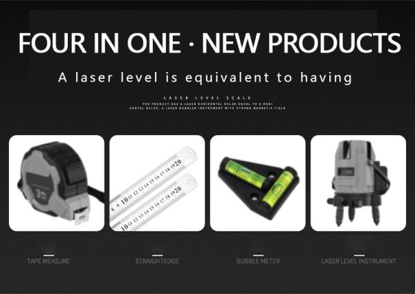 Laser Level Meter Tape Measure Straightedge Bubble Meter with Three different angles