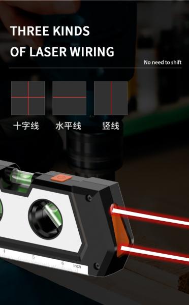 Laser Level Meter Tape Measure Straightedge Bubble Meter with Three different angles
