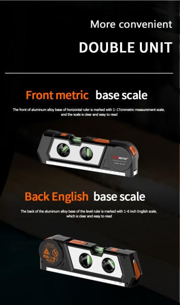 Laser Level Meter Tape Measure Straightedge Bubble Meter with Three different angles