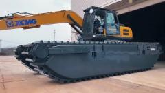China Customized Swamp Buggy Crawler Floating Excavator Wetland Amphibious Excavator with Pontoon Un