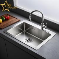 China 304 Stainless Steel Single And Double Sink Integrated Molding Thickening And Deepening Icrease Wire Drawing for sale
