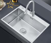 China Food Grade 304 Stainless Steel (18/8) Hand-Made Kitchen Sink Customizable Size Shape And Function For Kitchen Space | Custom Steel Gauge Available | Custom Basin Depth Available for sale