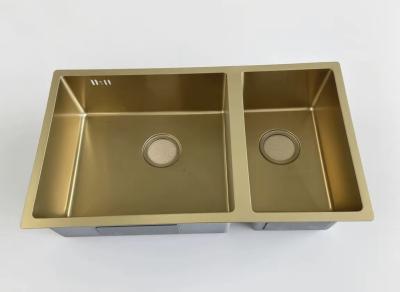Chine Évier en acier inoxydable doré à deux bacs – Anti-taches, durable, idéal pour les cuisines modernes à vendre