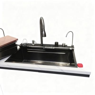 China Lava-louças de cozinha de aço inoxidável premium com torneira de arco alto à venda