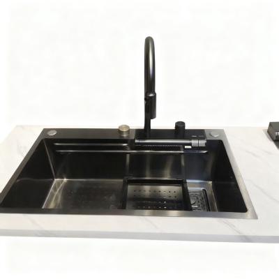 China 800mm Double-Bowl Stainless Steel Kitchen Sink Set com torneira de arco alto para cozinhas modernas à venda