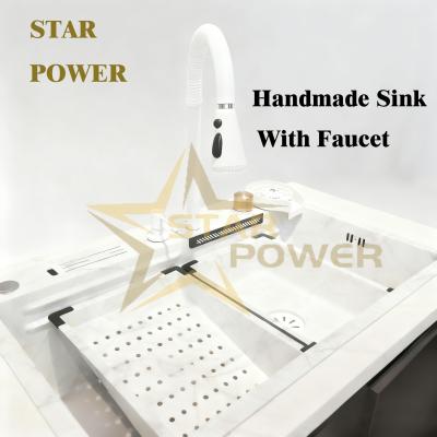 중국 수제 단조 식품 등급 304 스테인리스 스틸 주방 싱크대 (두꺼운 패널 및 2구/1구 구조) 판매용