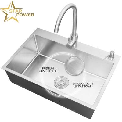 China Undermount Kitchen Sink Food-Grade 304 SS Single Bowl Kitchen Sink Chrome Plated Undermount 900mm 250mm Deep Basin | Custom Basin Depth Available | Custom Steel Gauge Available for sale