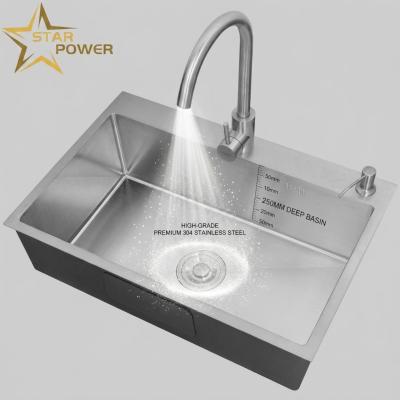 China Top Mount / Drop-in Kitchen Sink Food-Grade 304 SS Double Bowl Kitchen Sink Polished Top-Mount 900mm 250mm Deep Basin | Custom Basin Depth Available | Custom Steel Gauge Available for sale