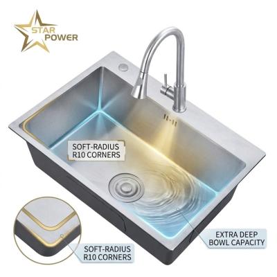 China 25 Inch Drop-In Laundry Utility Sink Single Bowl 20 Gauge with Overflow Drain for sale