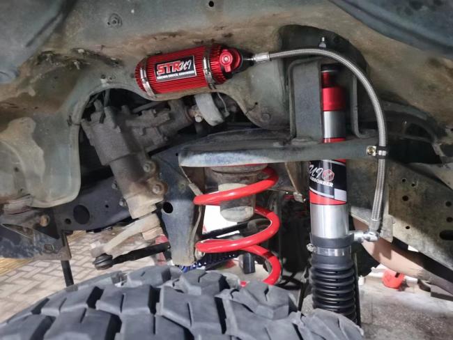 Close-up of shock absorber components