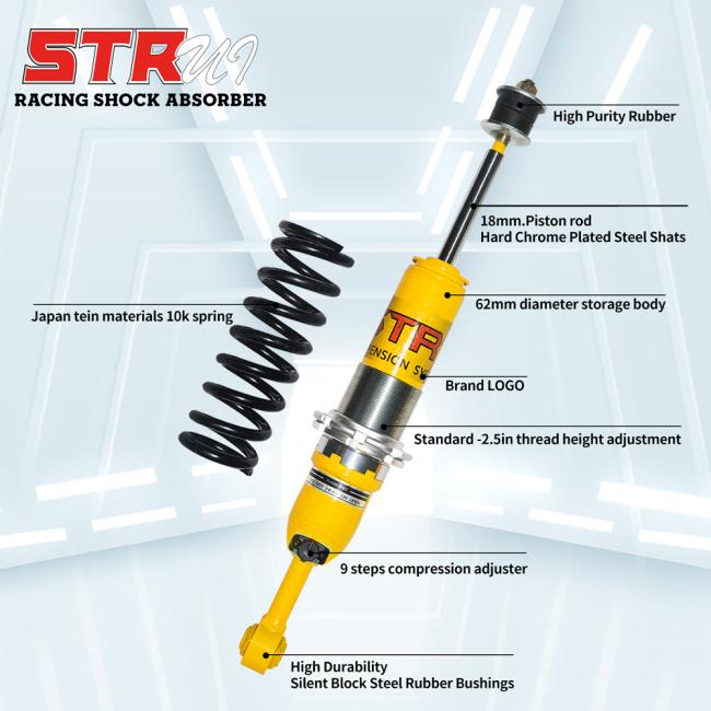 Side view of shock absorber showing complete assembly