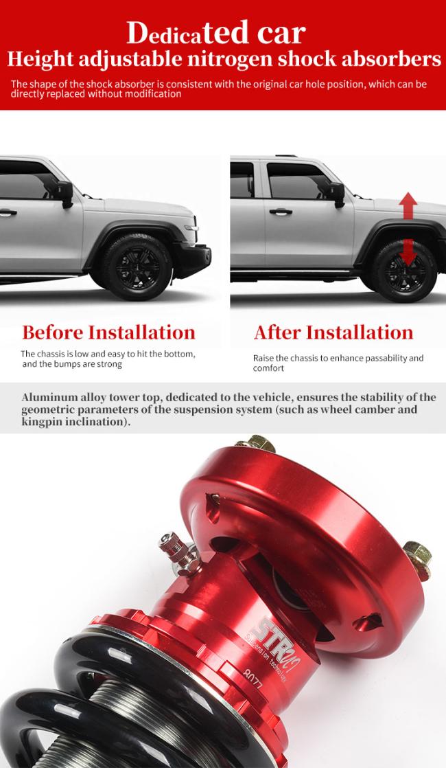 GWM Cannon 4x4 Adjustable Coil Over Shock Absorber Kit - Side View