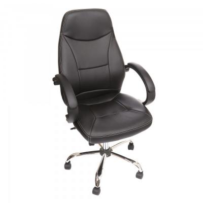 China PU Black Leather China Chrome Office Chair for sale