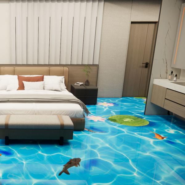 Quality Custom Image 3D Printed PVC Commercial Floor for sale