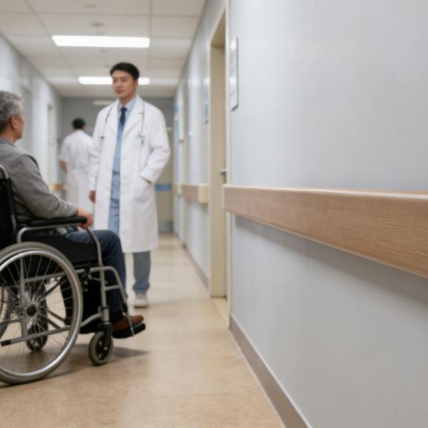 Quality Relle ADA-Compliant Wood Effect Corridor Handrail, Impact-Resistant for sale
