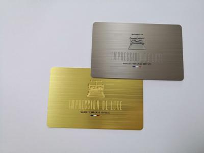Cina i biglietti da visita del metallo di spessore di 0.5mm incidono Logo Silver Gold Brushed Finish in vendita