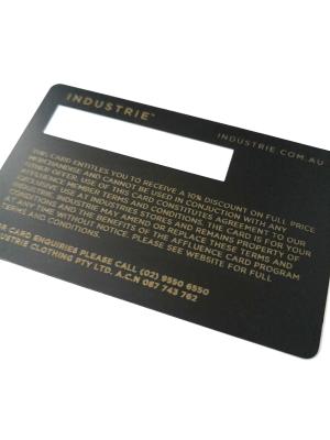 China Matt Gold Plated Stainless Steel-de Kaart van het Metaallidmaatschap met Douaneembleem Te koop