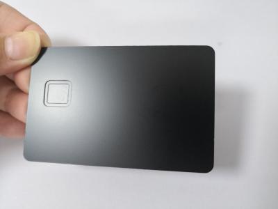 China Custom 0.8mm Plain Matte Black Metal Bank Card With Contact Chip Hole for sale