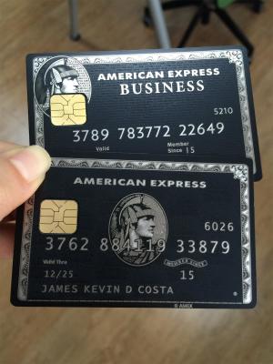 China Douane 0.8mm Metaalbetaalpas met SLE4442-Contact Chip Magnetic Stripe Te koop