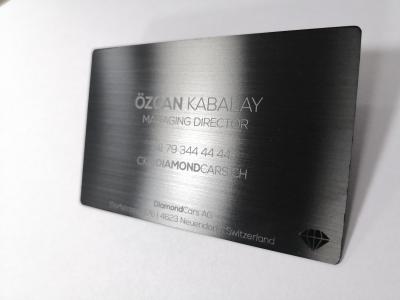 Cina Il nero opaco di PVD ha spazzolato la carta di affari VIP del metallo di 0.8mm in vendita
