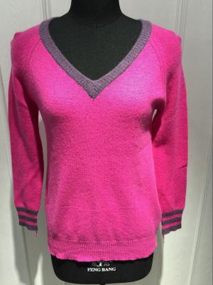 Cina Maglione del collo a V del cashmere delle donne, il 123g della manica del collo a V del cashmere delle donne lunghe del maglione in vendita