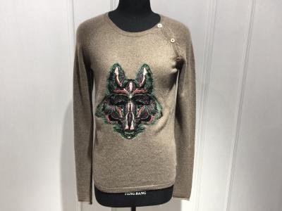 Cina I maglioni del cashmere delle donne tricottate cavo del computer hanno ricamato il logo della testa di Fox in vendita