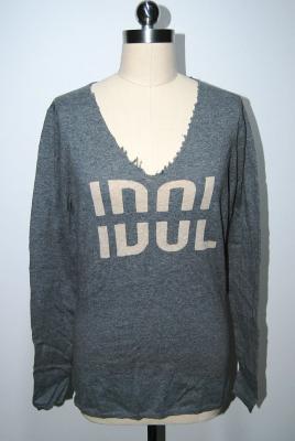 Cina L'intarsio lungo della manica delle donne tricotta il maglione, collo crudo del bordo di V del maglione profondo del cashmere in vendita